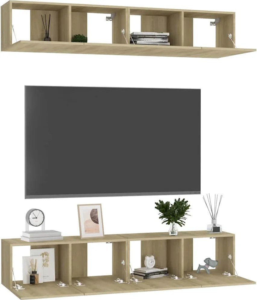 TV skříňky 4 ks dub sonoma 80 x 30 x 30 cm kompozitní dřevo 3078955