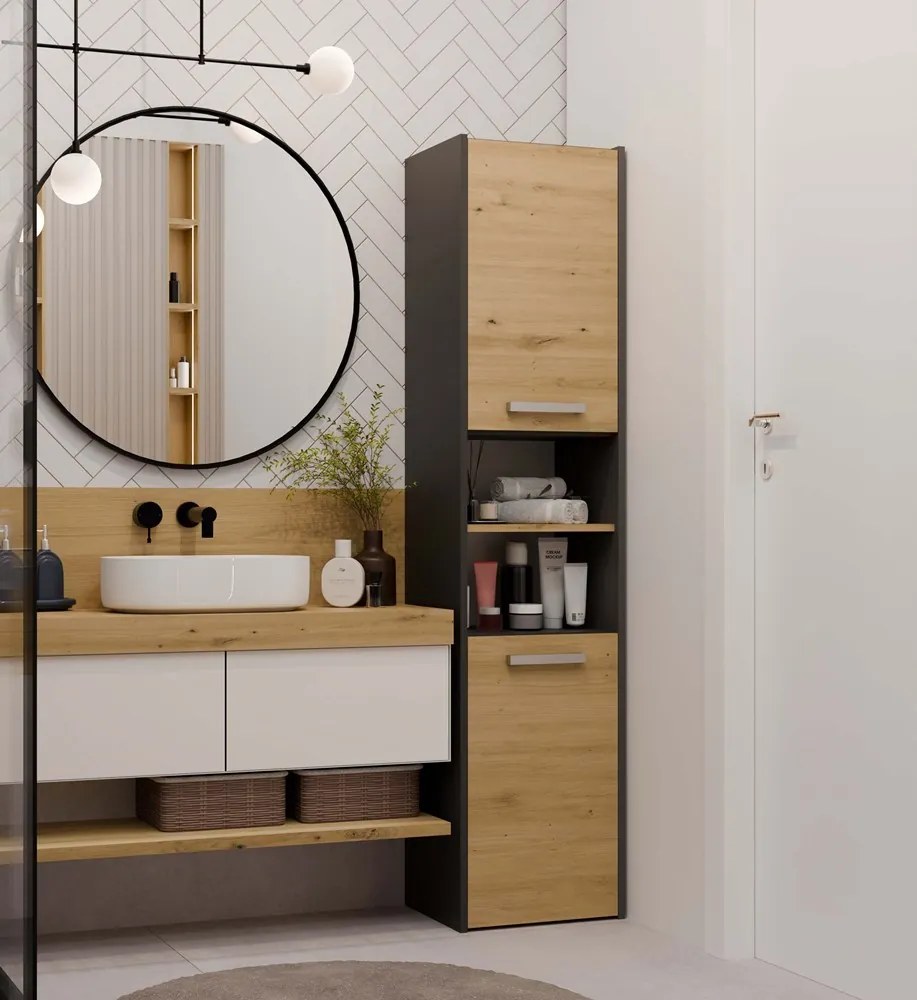 Koupelnový sloupek S40 antracit/dub artisan