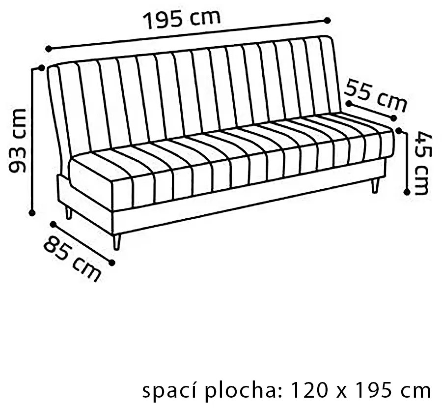 Pohovka KLARA | 195 cm | rozkládací + úložný prostor | VÝBĚR TKANIN