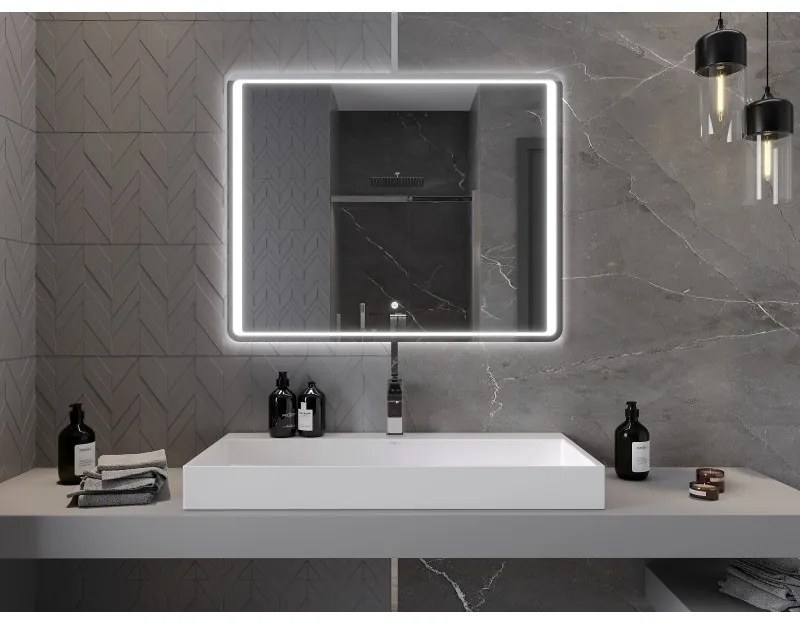 Mexen Zusa podsvícené koupelnové zrcadlo 100 x 80 cm, LED 6000K, ventilátor - 9808-100-080-611-00