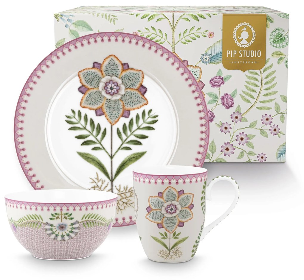 Pip Studio Lily &amp; Lotus snídaňová sada, lila (Porcelánová snídaňová sada)