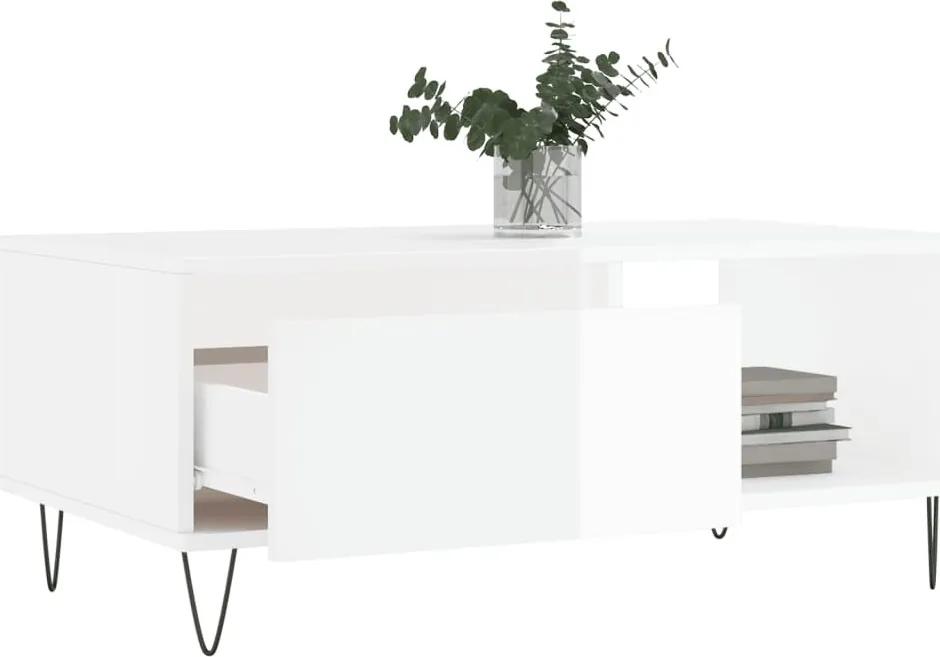 vidaXL Konferenční stolek 90x50x36,5 cm kompozitní dřevo [830566] Barva: bílá s vysokým leskem