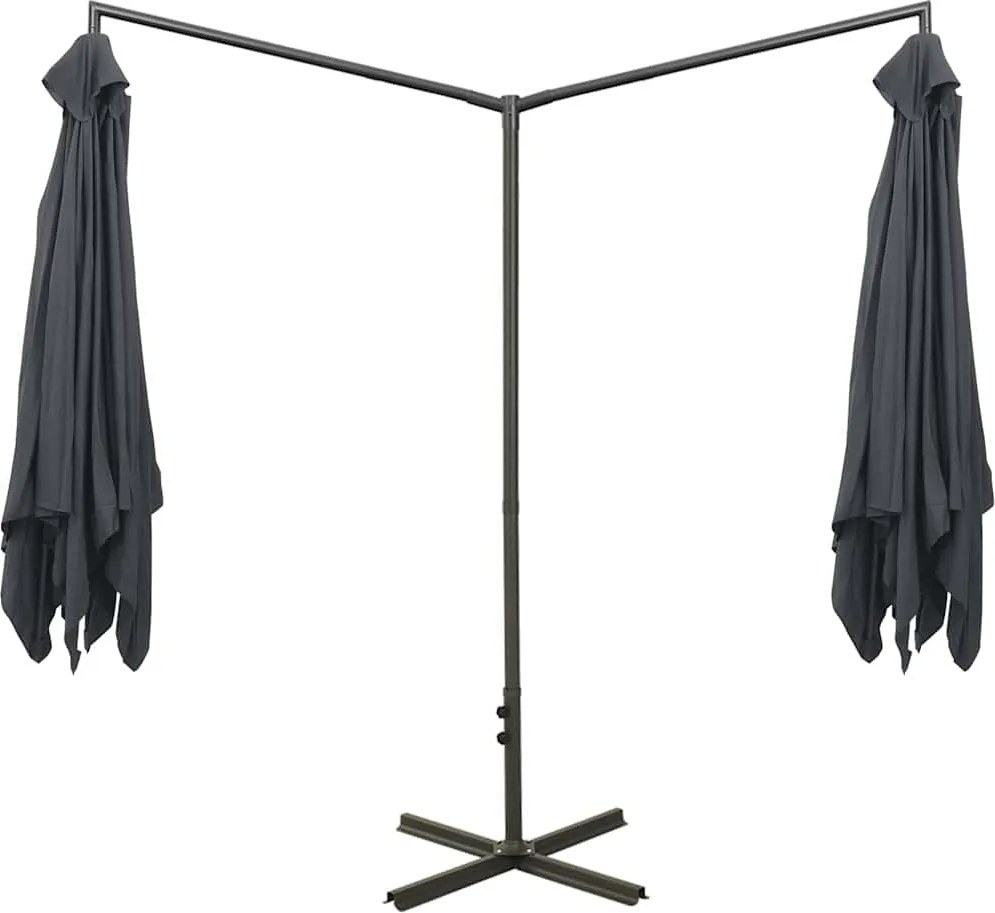 Dvojitý zahradní slunečník s ocelovou tyčí antracit 600x300 cm 312556