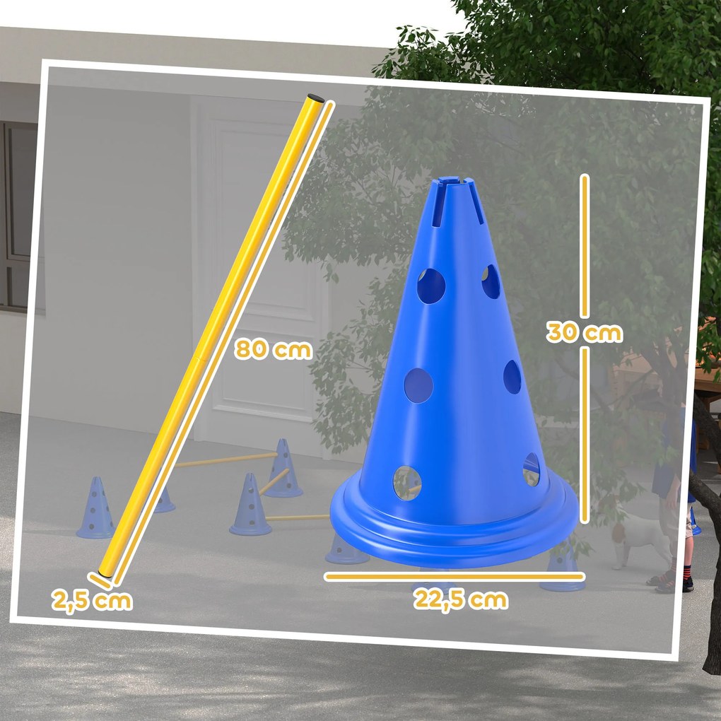 Agility set pro psy 6dílné agility vybavení pro výcvik psů Zásuvná sada překážek s 12 kužely 6 překážek Přepravní taška
