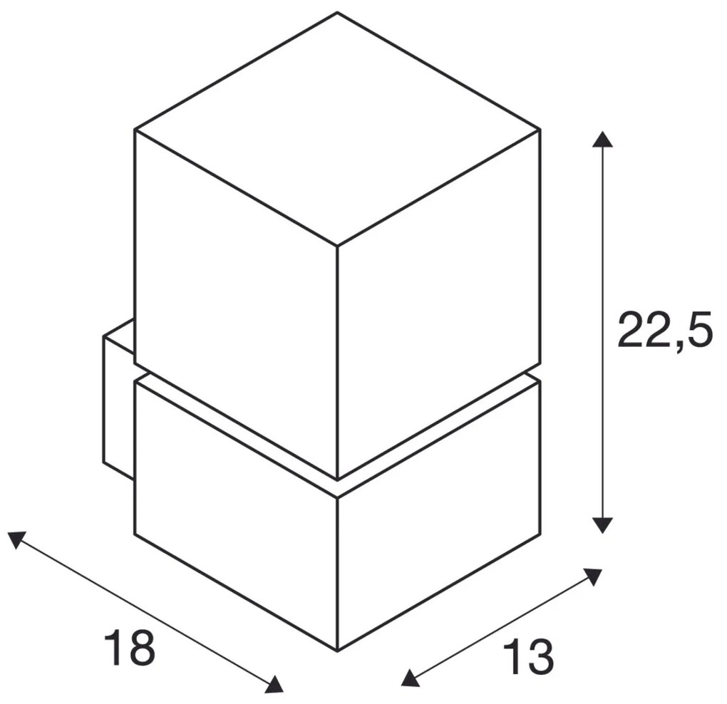 SLV Square, venkovní nástěnné svítidlo, 1x E27 max. 20W, nerezová ocel, IP44