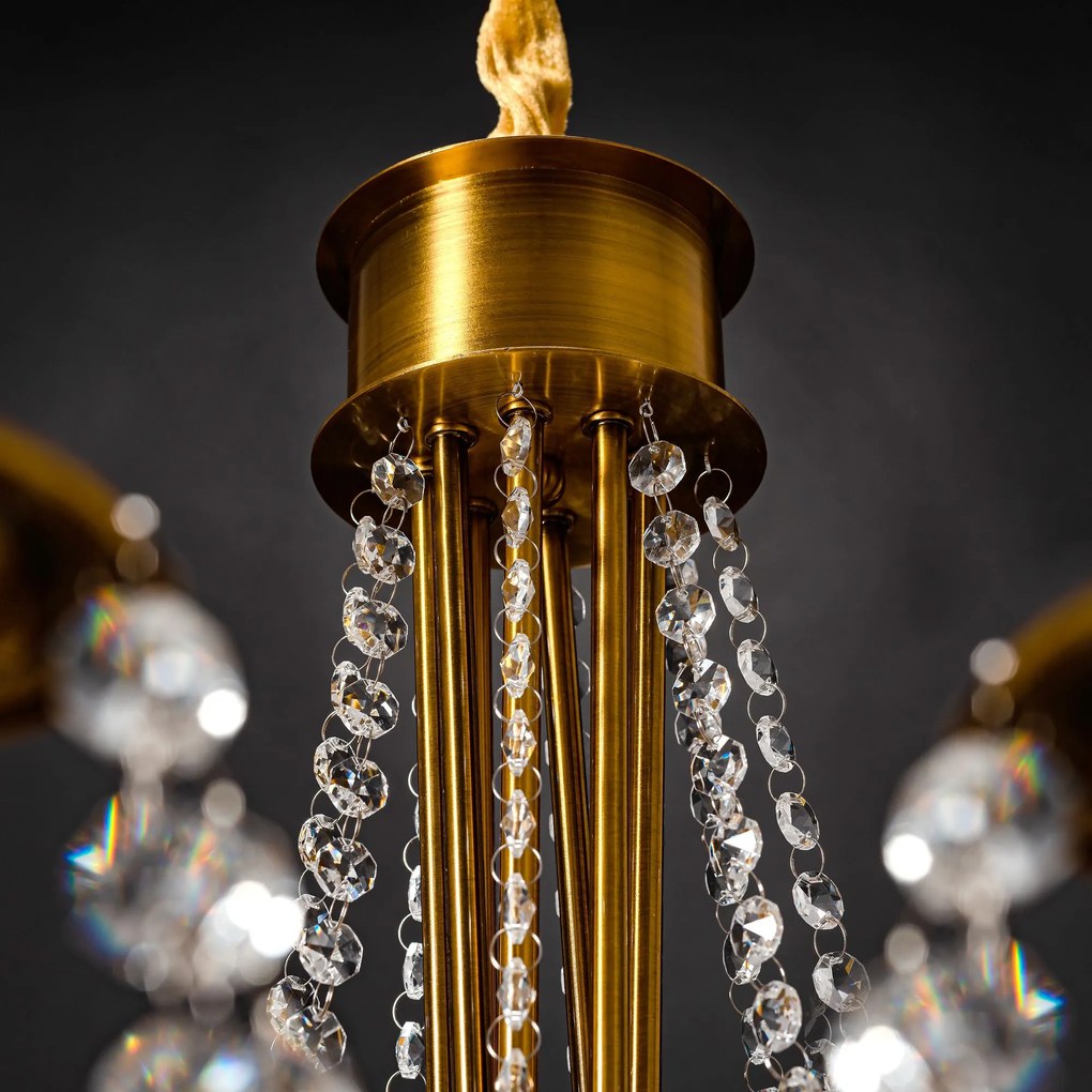 Toolight - Křišťálový lustr Glamour APP765, zlatá, OSW-08485