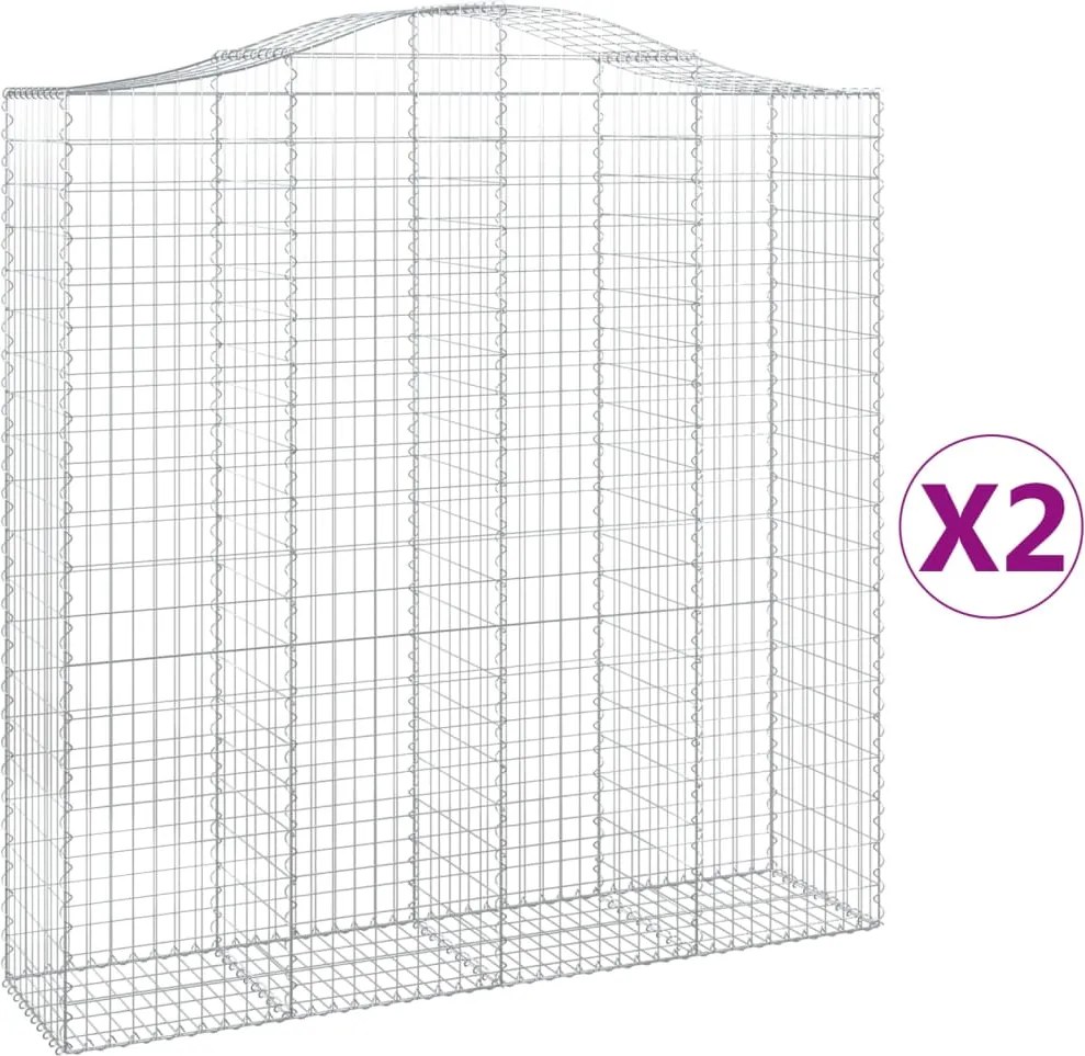 Klenuté gabionové koše 2 ks 200x50x200/220cm pozinkované železo 3145745