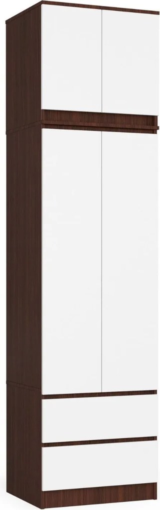 Šatní skříň s nástavbou Star S60 wenge/bíla