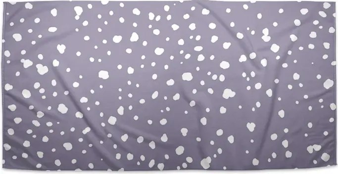Sablio Ručník Bílé flíčky na fialové - 50x100 cm