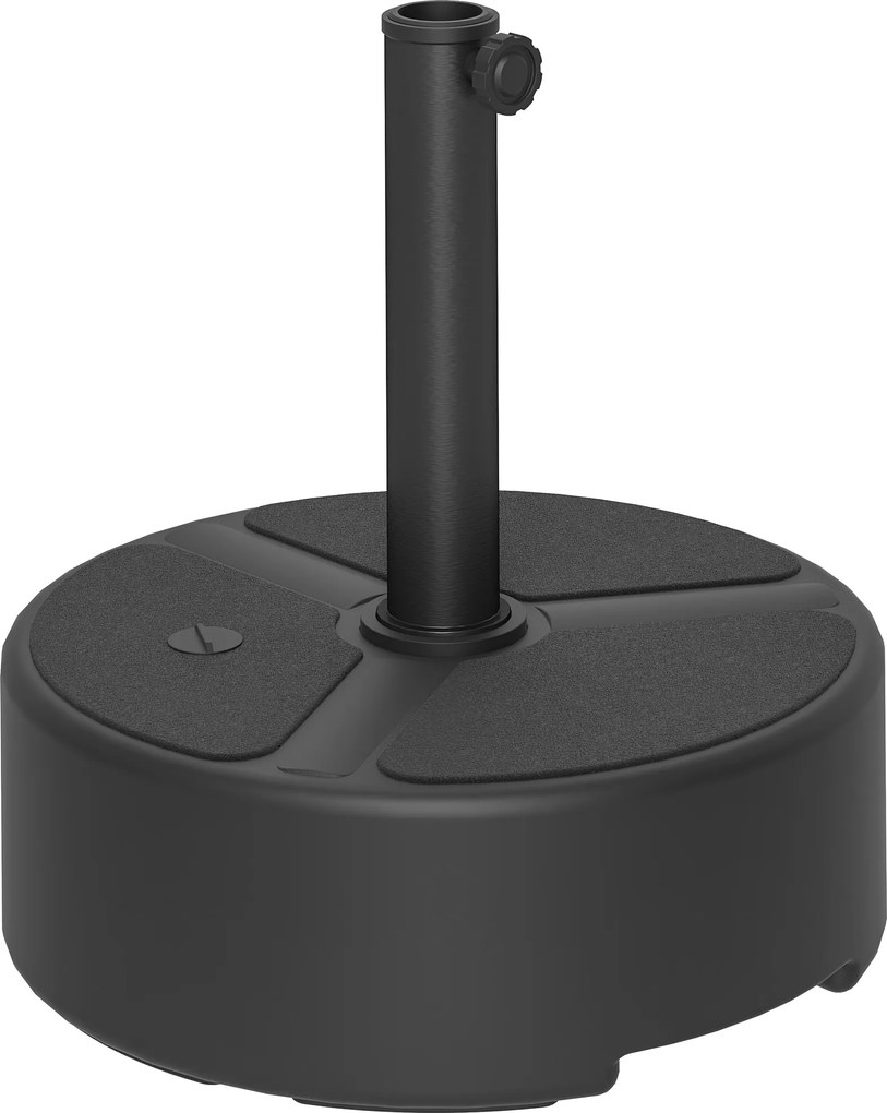 Stojan na deštníky z HDPE Plnitelný stojan na deštníky 18 kg/20 kg s pískem Voda, kulatý Černá barva