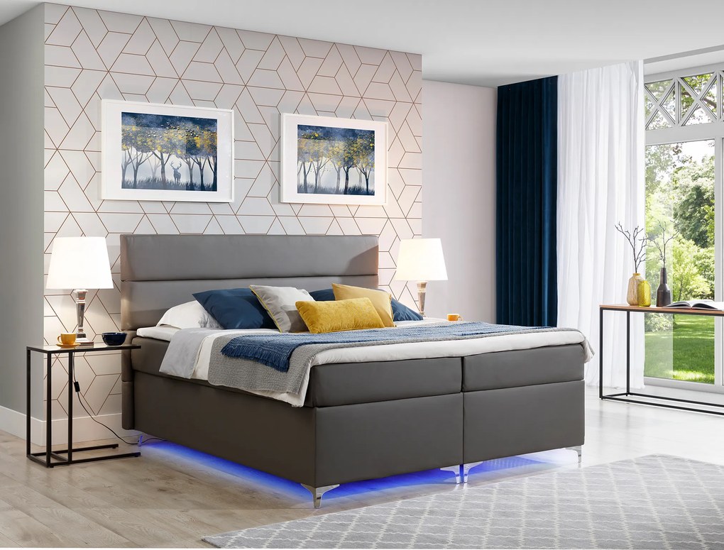 Boxspring Amadeo 180x200 s LED podsvícením Materiál / Dekor: Sawana 05