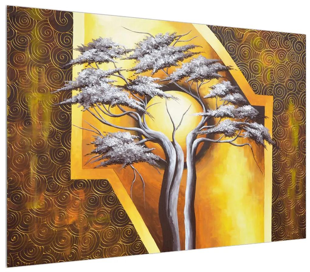 Orientální obraz stromu a slunce (100x70 cm)