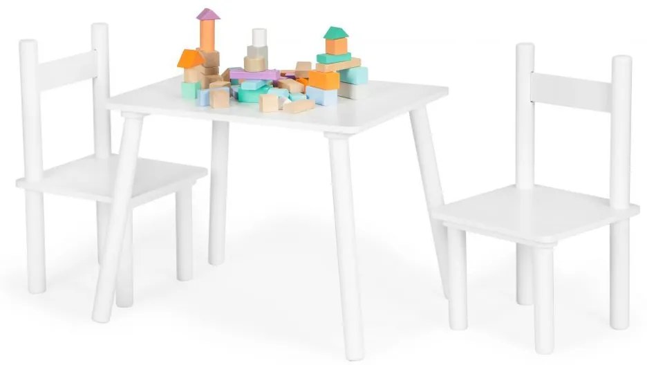 ECOTOYS Dětský dřevěný stolek PLAIN + 2 židle