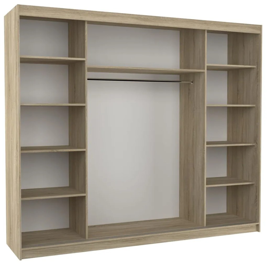 Šatní skříň s posuvnými dveřmi Denis - 250 cm Barva: Bílá