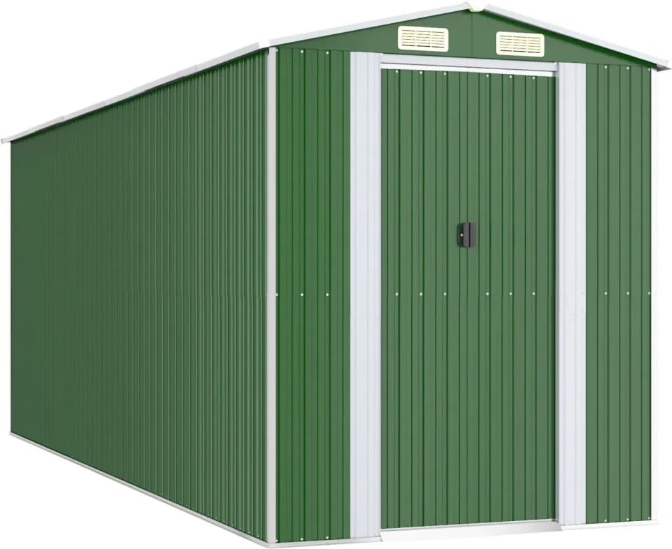 Zahradní kůlna zelená 192x523x223 cm pozinkovaná ocel 3147431