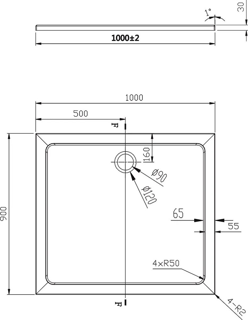 Olsen Spa Venets 100 x 90 x 3 cm VANKOBD9010 sprchová vanička