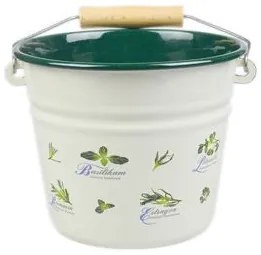 Krémový smaltovaný kyblík s bylinkami Herbs - Ø16*14cm - 1.5L