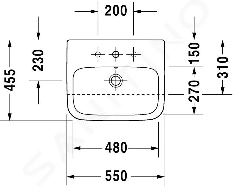 DURAVIT - DuraStyle Umyvadlo nábytkové 550x455 mm, s 1 otvorem pro baterii, bílá (0375550000)