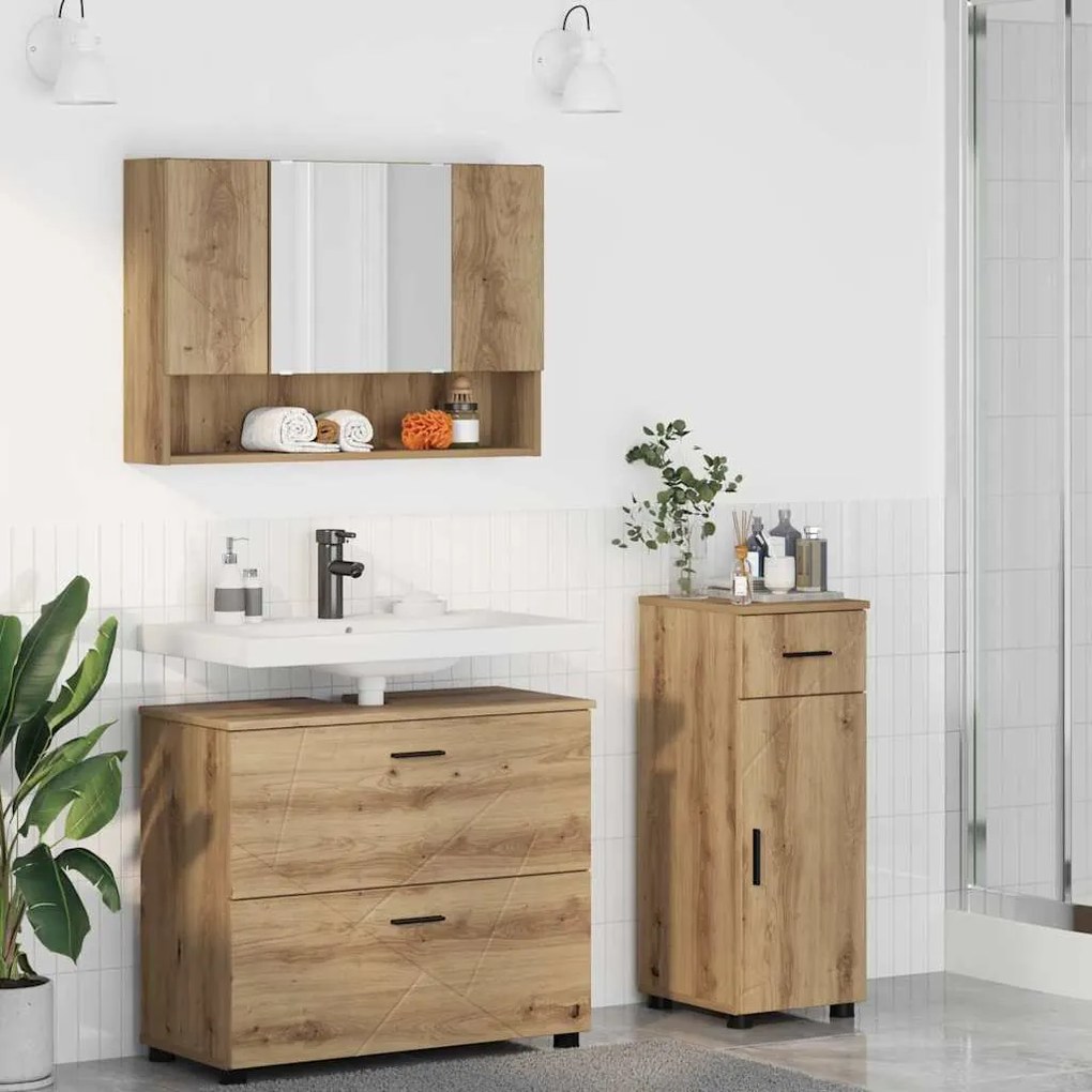 Sada koupelnového nábytku 3 ks Artisanový dub 76,5 x 35 x 64 cm 3393042