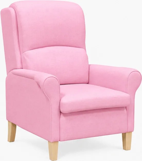 relaxační křeslo, odpočinkové, ušák, dřevo/textil, 101x95x75 cm, přírodní/růžová, Dekorino KR20260044
