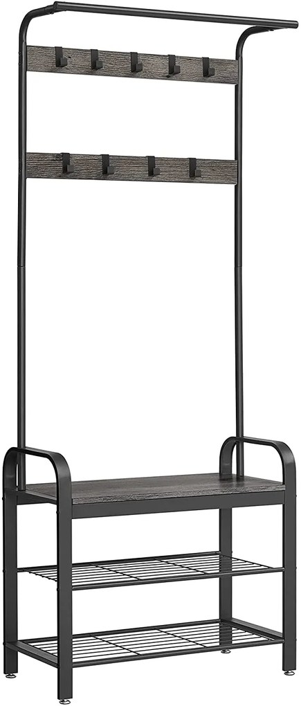 Předsíňový věšák s botníkem Lisie 72 cm tmavě šedý