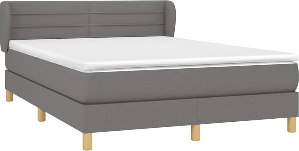 Box spring postel s matrací tmavě šedá 140x200 cm textil 3126886