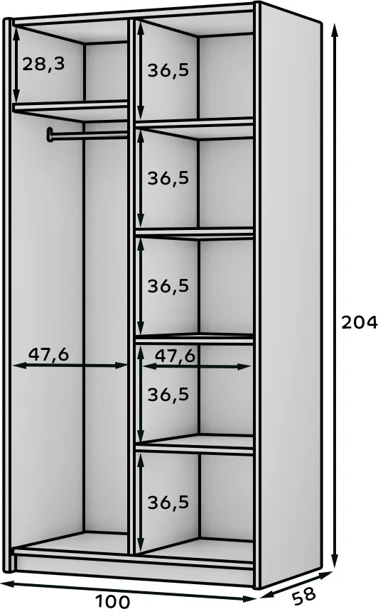 ADRK Furniture Bregma II Skříň s otočnými dveřmi ADRK-W-BRE-100-WB