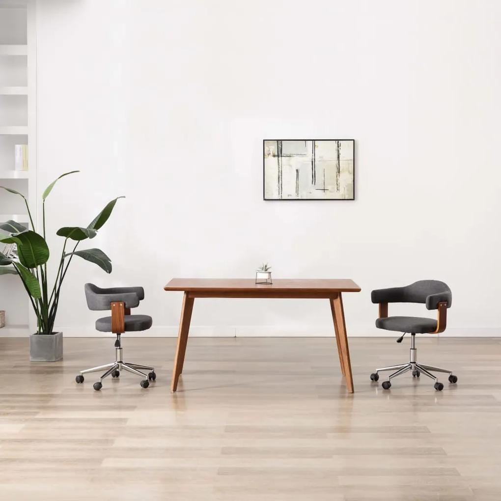Otočné jídelní židle 2 ks šedé ohýbané dřevo a textil - Default Title