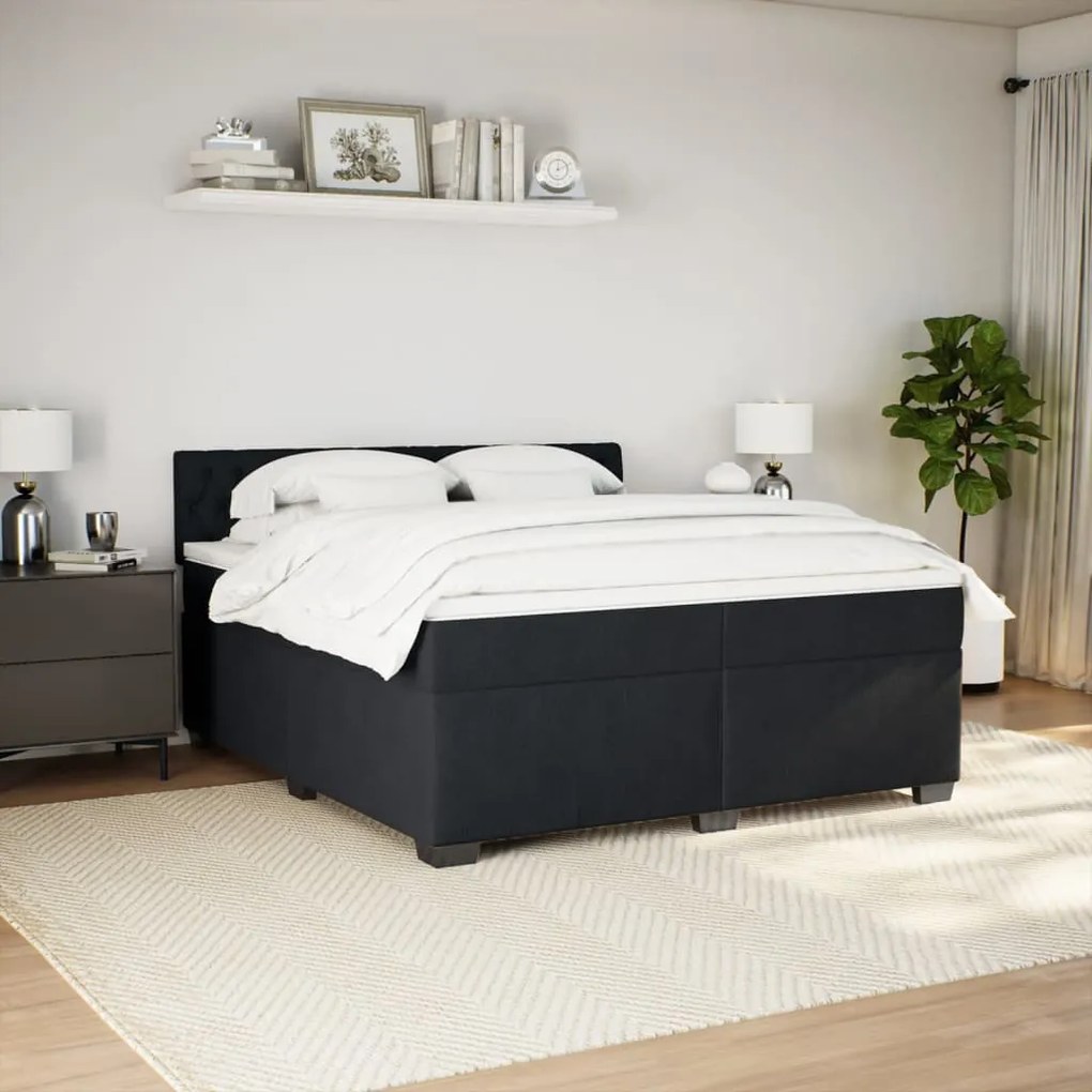 Box spring postel s matrací černá 200x200 cm samet 3288710