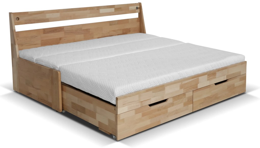 Rozkládací postel Kvadro A Zvolte možnost matrace: S matrací, Barva dřeva: Rustikální