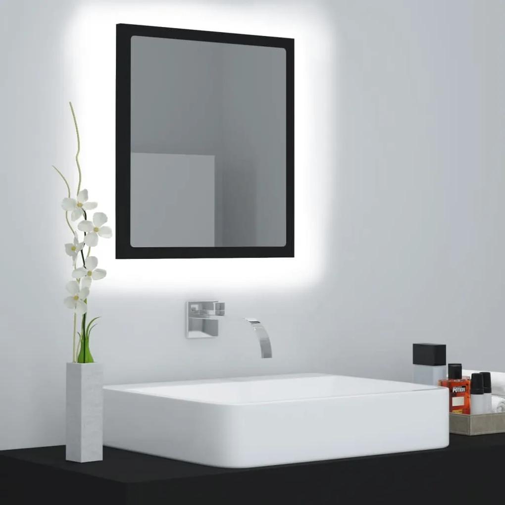 804909 vidaXL Koupelnové zrcadlo LED černé 40 x 8,5 x 37 cm dřevotříska