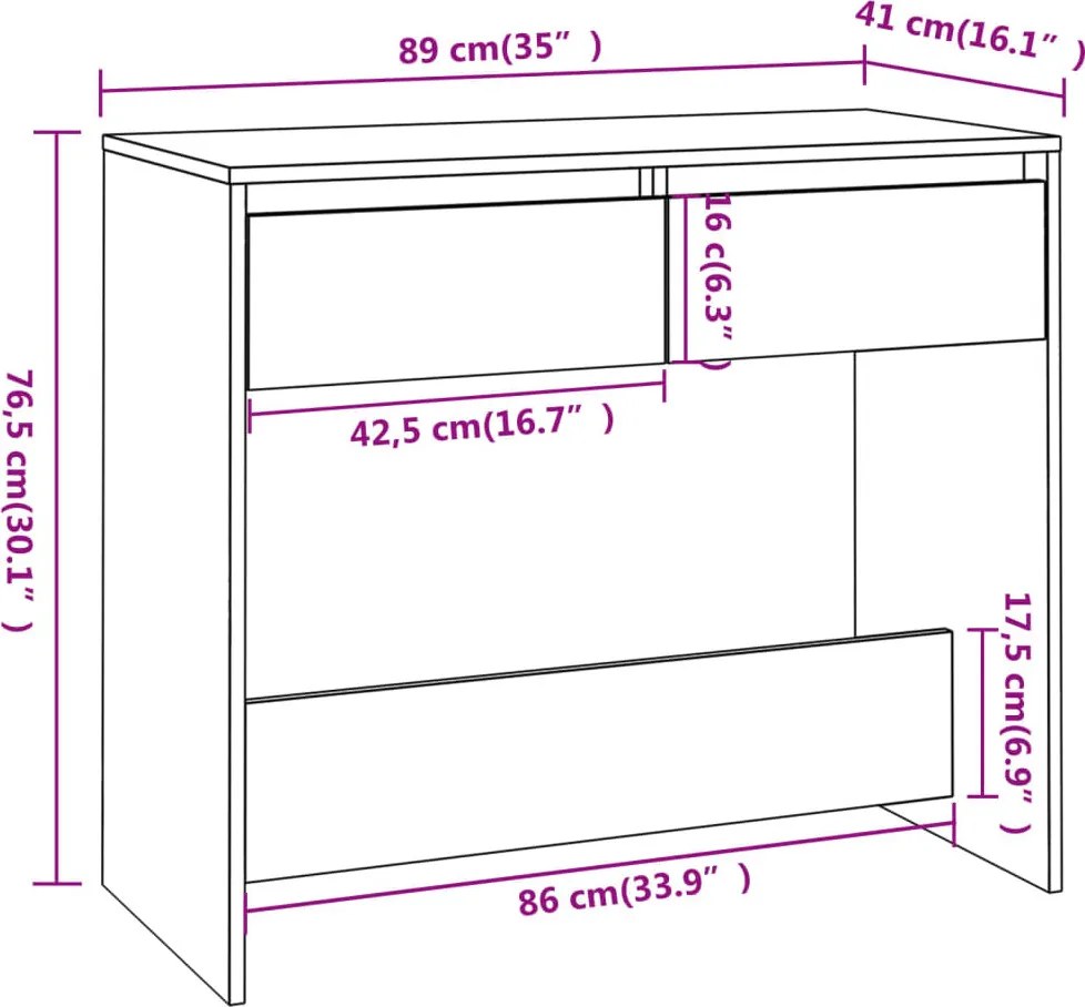 vidaXL Konzolový stolek 89 x 41 x 76,5 cm ocel [813001] Barva: dub sonoma