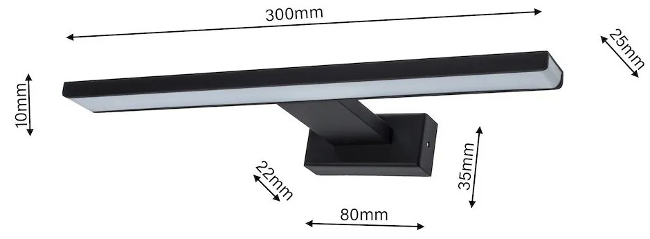 Nástěnné LED svítidlo Shine1, 1x LED 7w, 4000k, (30 cm), b