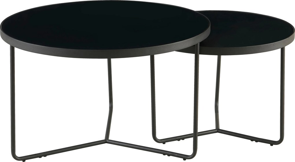 XXXLutz SADA KONFERENČNÍCH STOLKŮ, černá, kov, sklo, 60-80/60-80/44.5-49.5 cm MID.YOU - Konferenční stolky - 001088007001