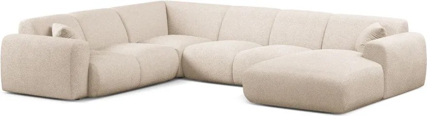 Béžová rohová pohovka z textilie bouclé (do "U") Molino – Micadoni