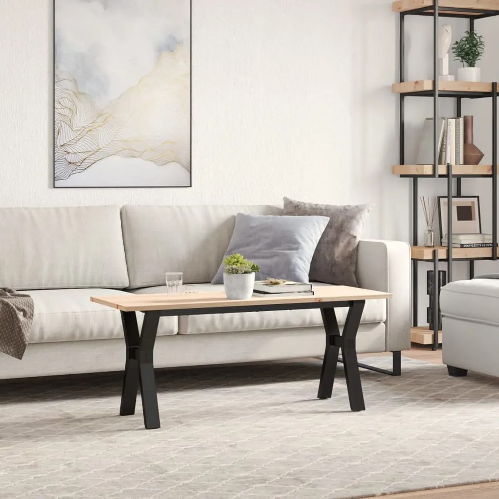 Konferenční stolek s Y rámem 110x40x45 cm borové dřevo a ocel 3282711