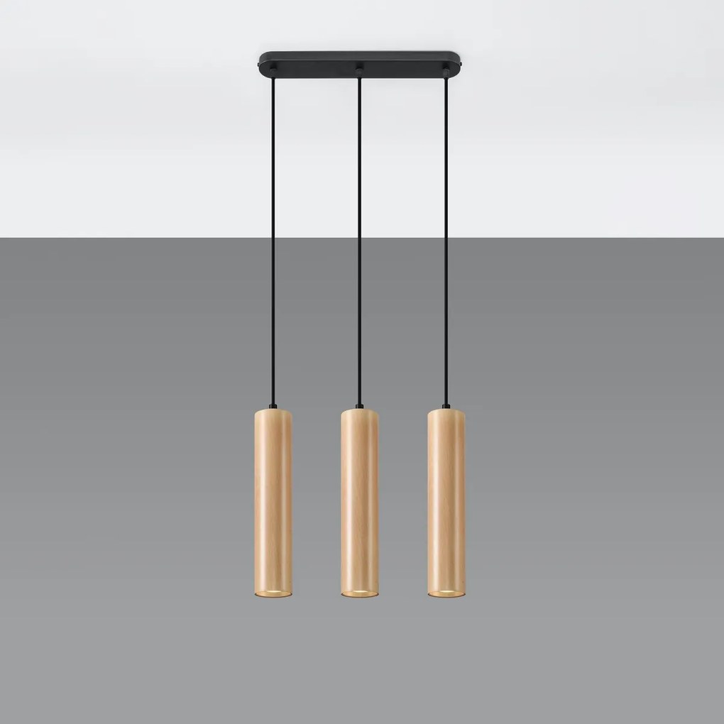 Sollux Lighting LINO 3 dřevěná závěsná lampa