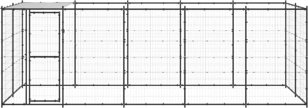 vidaXL Venkovní psí kotec se střechou pozinkovaná ocel 12,1 m² [3082294] Barva: Stříbrná