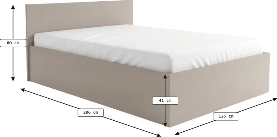 Postel SOFIA 120 x 200 cm, kašmírově béžová Rošt: S laťkovým roštem, Matrace: Matrace Sommera 18 cm