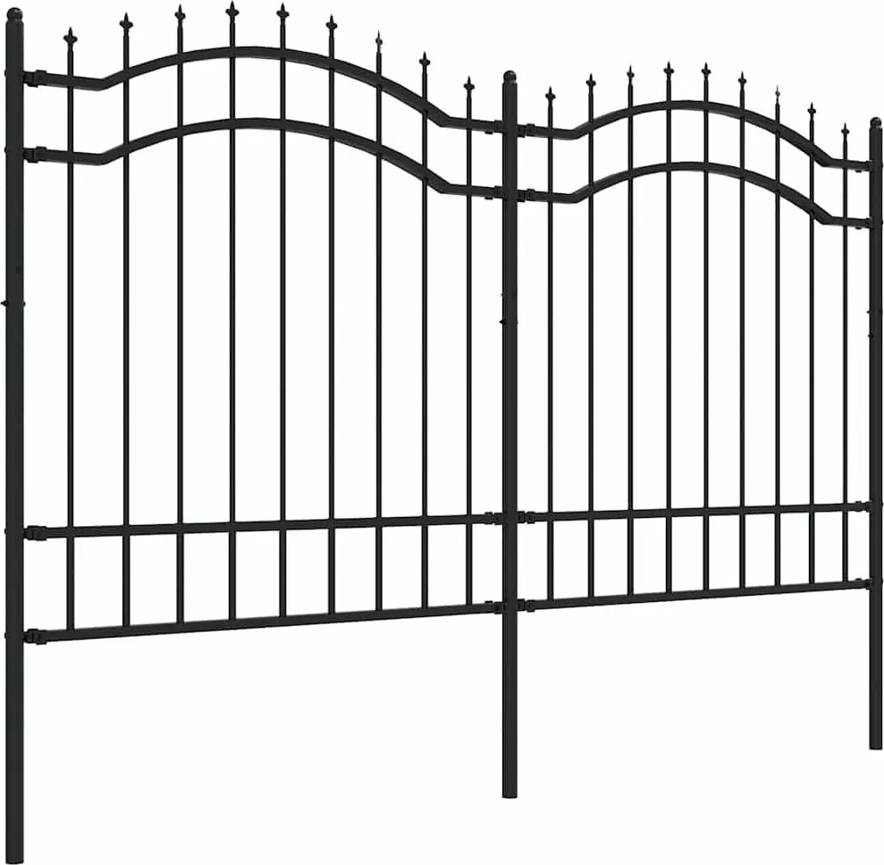 Zahradní plot Woerden s kopím nahoře černý 240 x 125 cm ocelový 151081
