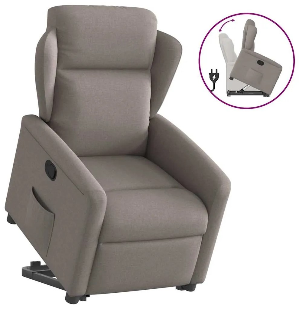 Zvedací polohovací křeslo taupe textil 3303141