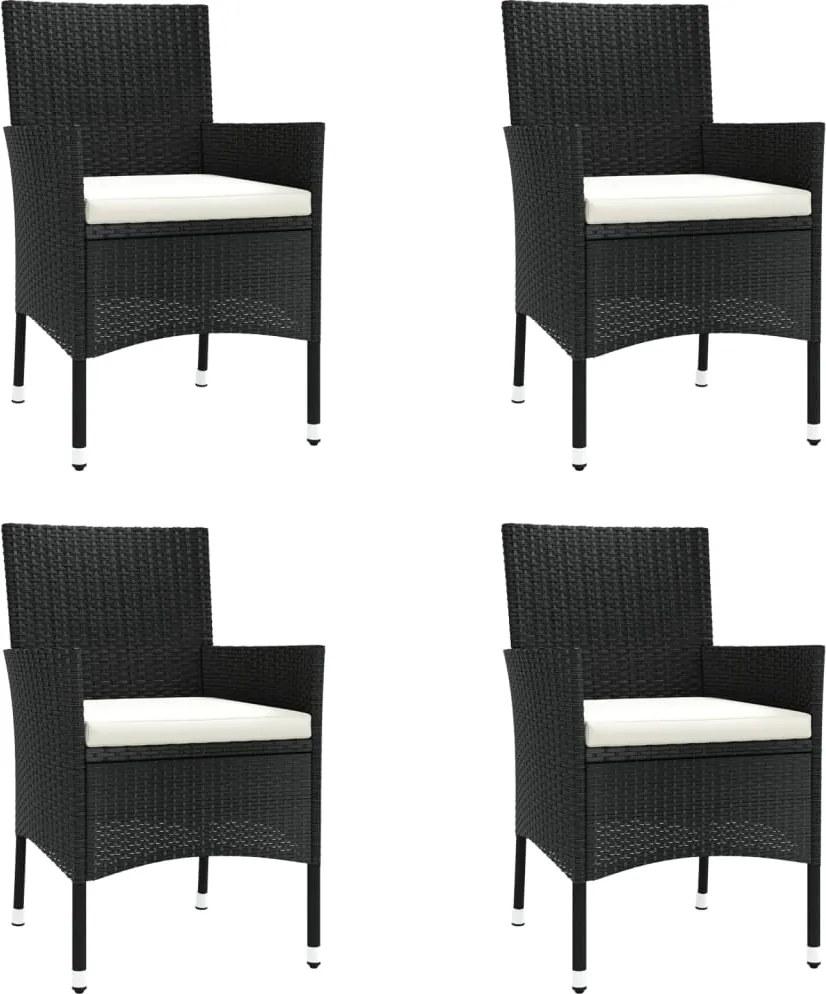 5dílný zahradní bistro set s poduškami černý polyratan 3187433