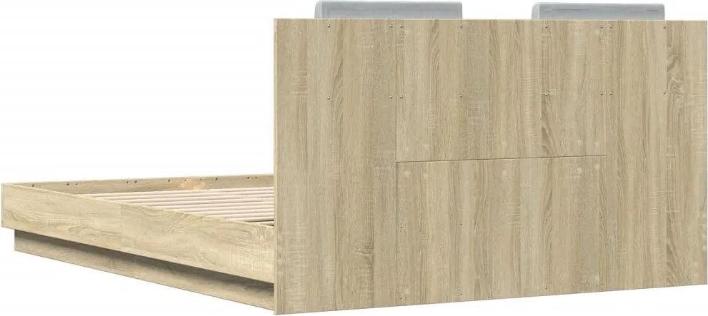 Rám postele s čelem dub sonoma 150 x 200 cm kompozitní dřevo 3209914