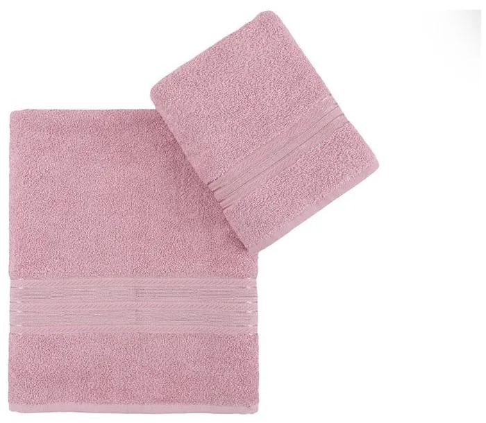 Růžové bavlněné ručníky a osušky v sadě 2 ks Dora – Foutastic