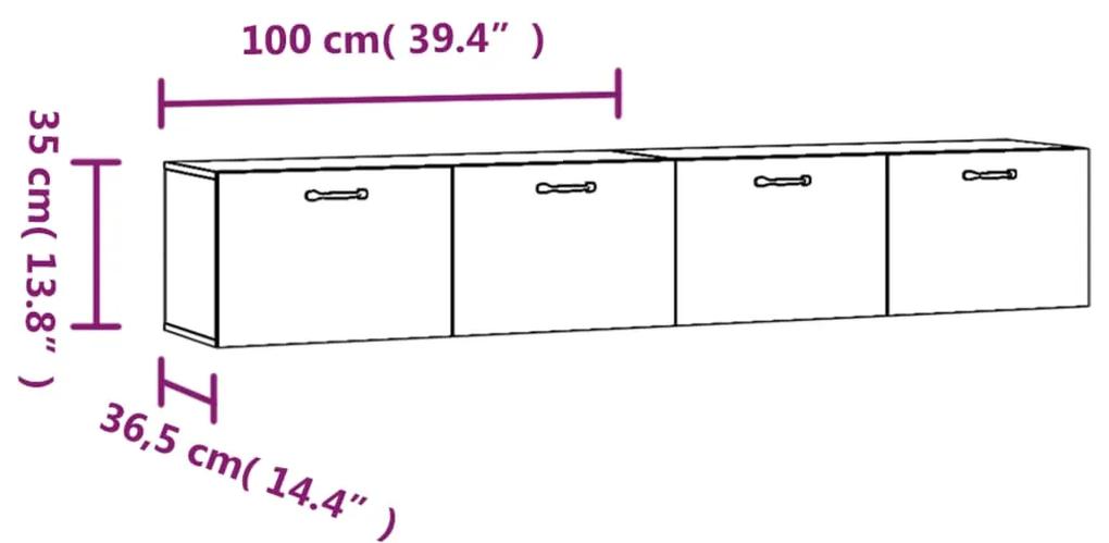 vidaXL Nástěnné skříňky 2 ks bílé 100 x 36,5 x 35 cm kompozitní dřevo