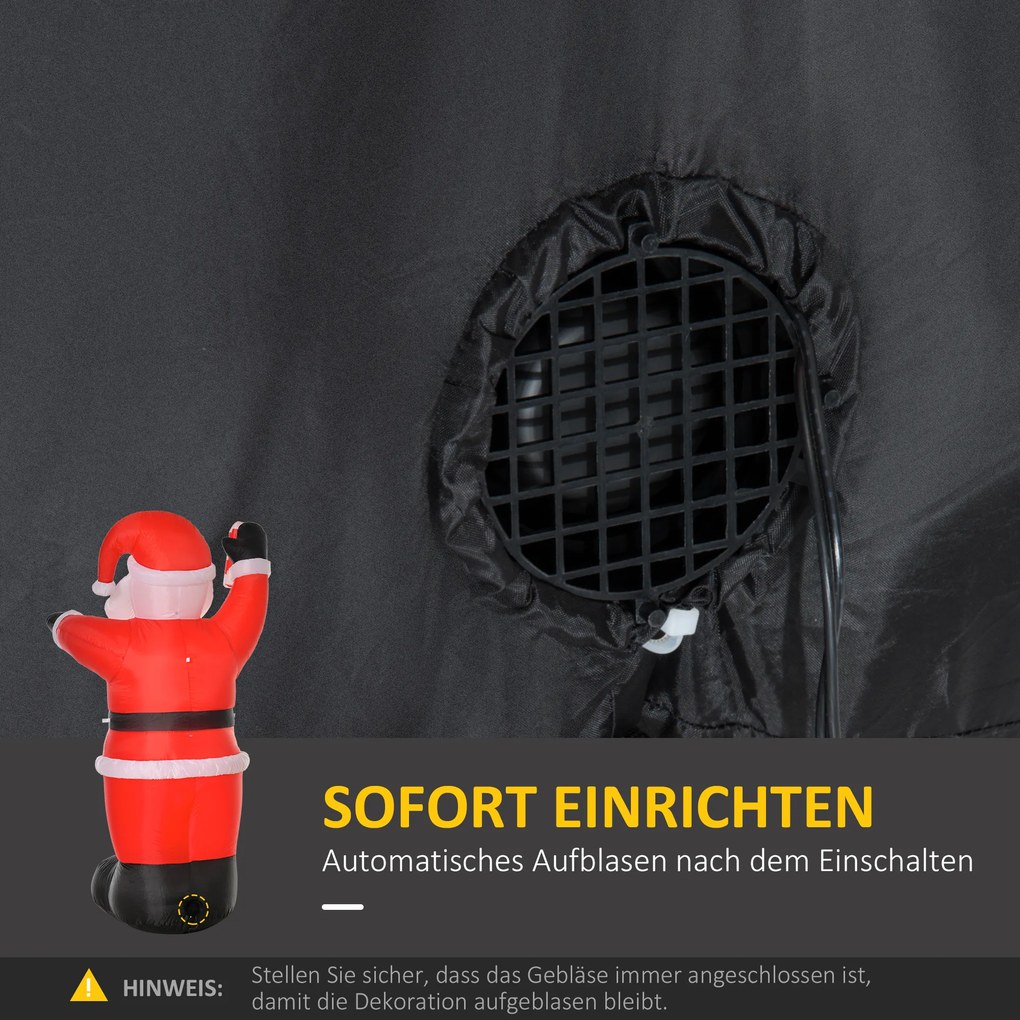 HOMCOM Nafukovatelná vánoční dekorace, 2,4 m Santa Claus s LED osvětlením, lízátko