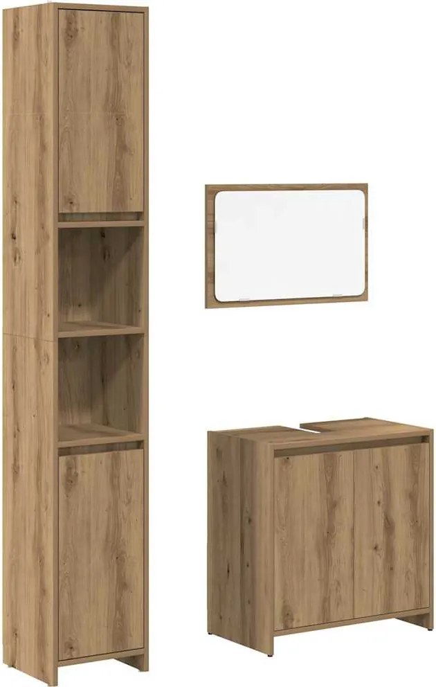 3dílná koupelnová sestava dub artisan kompozitní dřevo 3328566