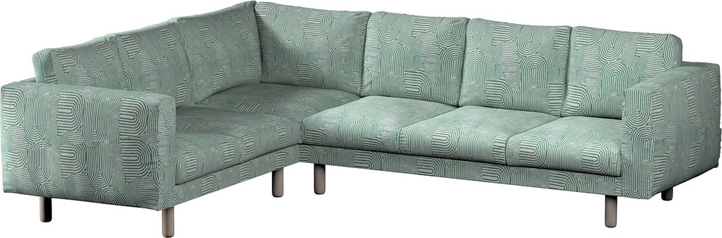 Potah na pohovku IKEA Norsborg rohová 5-místná barva zelená látka pletený vzor, vzorované
