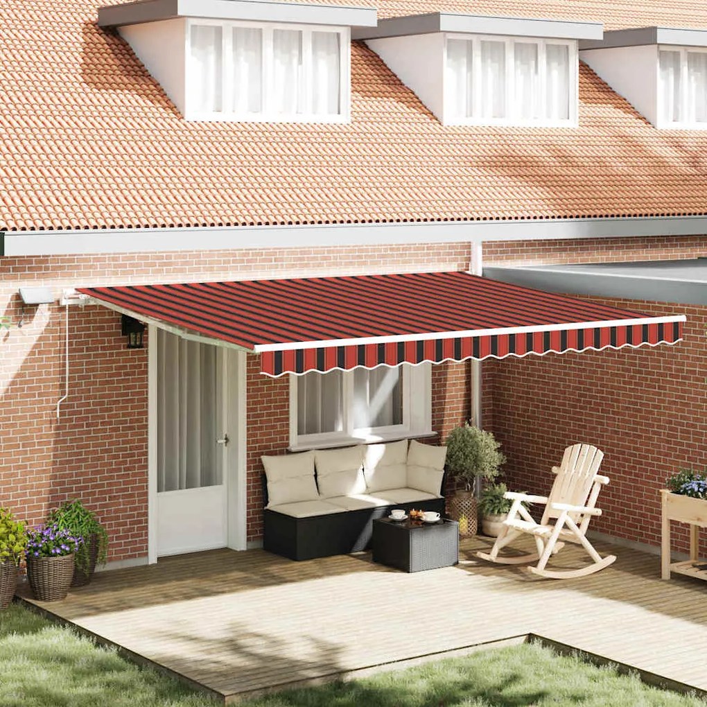 Stahovací markýza oranžová a hnědá 450 × 300 cm Látka a hliník 3330876