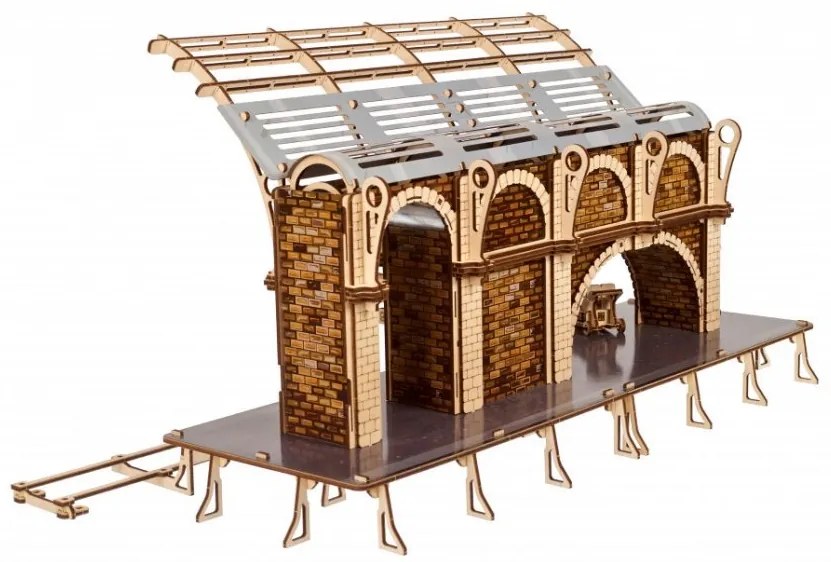 Ugears 3D dřevěné mechanické puzzle Harry Potter - vlakové nástupiště